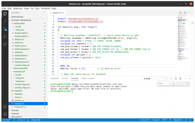 VSCode, Ubuntu Snaps and ALSA Sound Development – McLaren Labs2